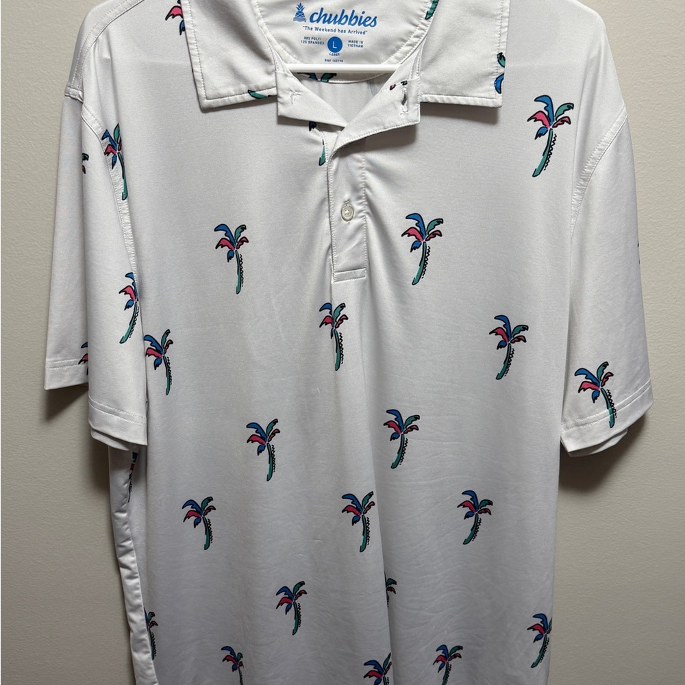 Chubbies Performance Polo, Palm Tree Pattern - Gem
